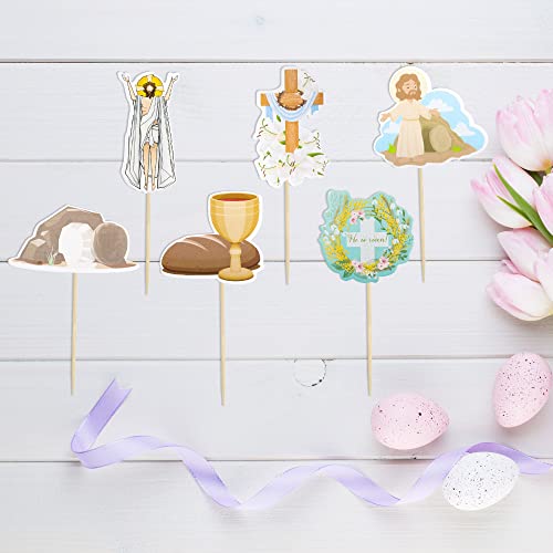 Snapklik.com : 36Pcs He Is Risen Cupcake Toppers Cross Jesus Easter ...
