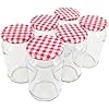 Nutley's 370ml Round Glass Jam Pickle Chutney Jar with Twist-Off Red Gingham Lids 3/4lb (Pack of ...