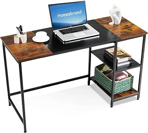 HOMIDEC Desk, 160x60cm Computer Desk with Bookshelf, Study Desk with 4 ...