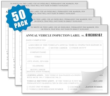 Amazon.com : Annual Vehicle Inspection Label 50-Pack Interior Vehicle ...