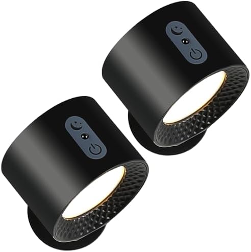 LED Wall Sconces, USB Rechargeable 360°Rotate Cordless Wall Lamp with 3 ...