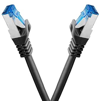 BIGtec - 2 Pieces - 1 m CAT.7 Gigabit Patch Cable Network Cable Black ...