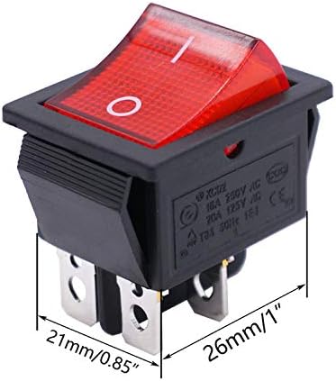 Ryom Square Red 16A(MAX 250V) LED Dot Light Car Boat Square Rocker ON ...