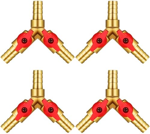 Amazon.com: Gisafai 4 Pcs 3/8" Hose Barb Y Shaped 3 Way Shut off Valve 2 Switch Ball Valve Brass ...
