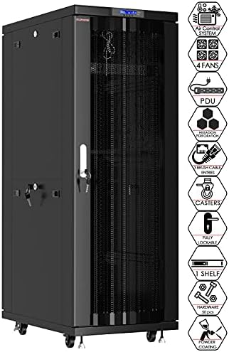 Server Rack - Locking Cabinet - Network Rack Cabinet Enclosure - 42U - Rack Mount - 32 Inch Deep ...