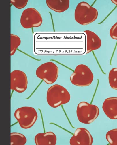 『Composition Notebook: A Red Cherry Notebook Journal | Colorful hand ...