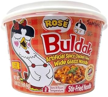 Amazon.com: Buldak K Rose, Wide Flat Glass Noodles, Big Bowl Cup ...