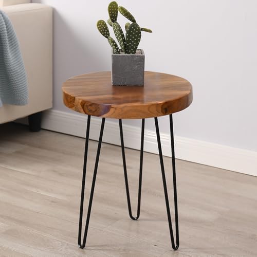 Amazon.com: WELLAND Rustic Old Elm Wood Round End Table with 3-Leg ...