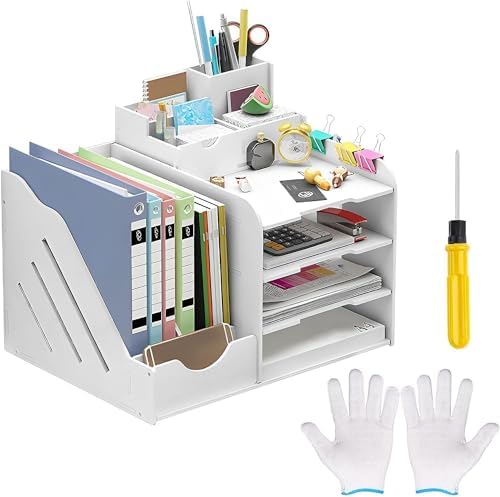 Office File Tray, 4-Tier Letter Tray Organiser Office White Letter Tray ...