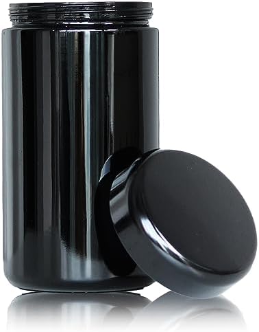 Amazon.com: Matoolser Black Glass Airtight Storage Container Jar 1000ml ...