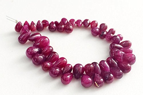 1 Strand Natural Ruby Plain Teardrop Beads, Ruby Necklace, Ruby Jewelry ...