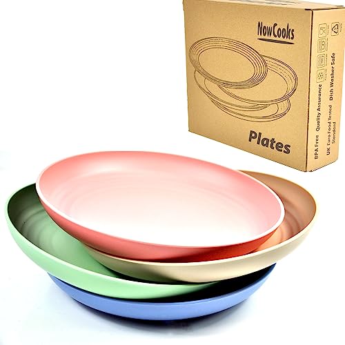 NowCooks Unbreakable Plates Set of 4, UK/EU Tested, Plastic Plate ...