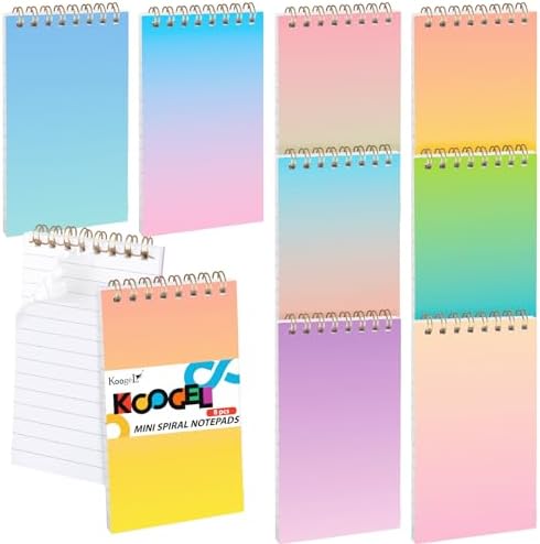 Koogel 8PCS Mini Pocket Notepads, Portable Spiral Notebooks College ...