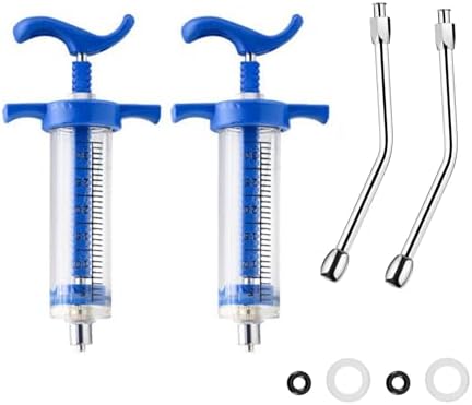 Amazon.com: 2Pcs Reusable Goats Syringe, 2 Drench Nozzle Adjustable ...
