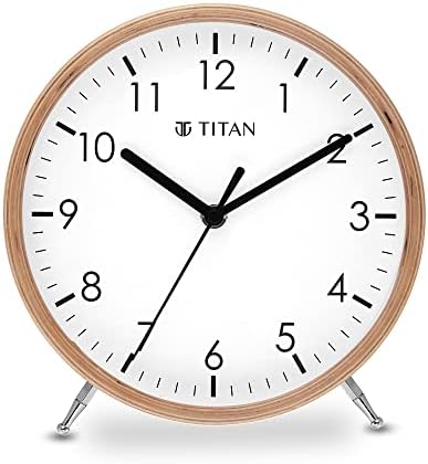 Titan Wooden Shelf Clock with Silent Sweep, Analog, 18.2 Centimeters ...