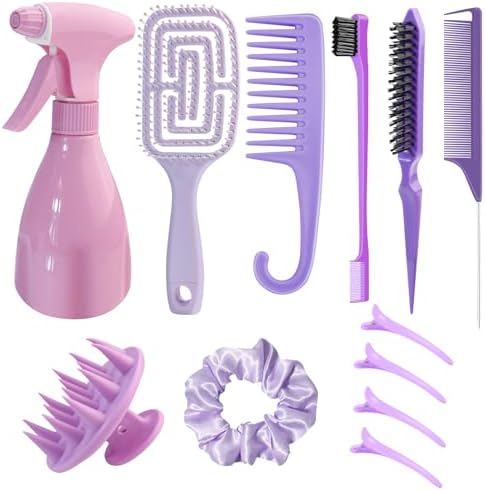 Amazon.com : 7pcs Hair Essentials Set: Spray Bottle, Detangling Brush ...