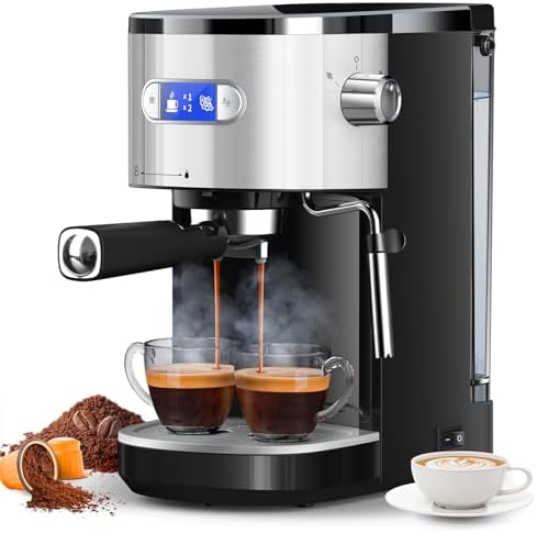 Amazon.com: COWSAR Espresso Machine 20 Bar, Semi-Automatic Espresso Maker with Milk Frother ...