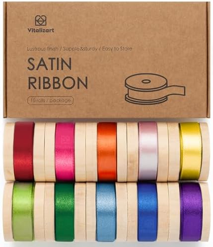 Amazon.com: Ribbli Dusty Blue Satin Ribbon 1 Inch x 4 Rolls Total 40 ...