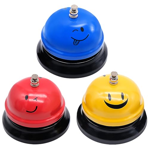 3 Pieces Colourful Bells Service Bell, Stainless Steel Hand Held Desk ...