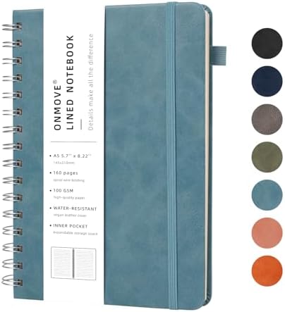Amazon.com : OnMove Lined Spiral Notebook Journal for Women Men 160 ...