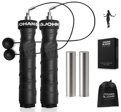 Weighted Jump Rope for Women Men Durable Cordless Jump Rope for Fitness ...