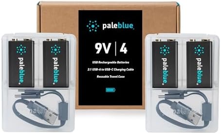 Amazon.com: paleblue Rechargeable 9V Batteries (4-Pack) - 4500mWh ...