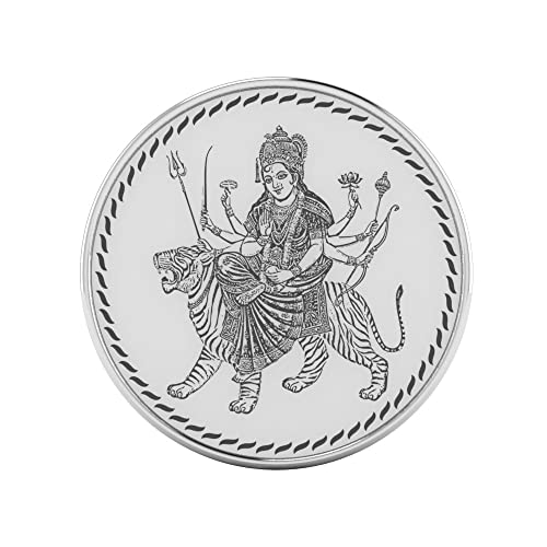 Buy AuGrav Jewels Durga Devi 999 Pure Silver Coin 10 grams, Certified ...