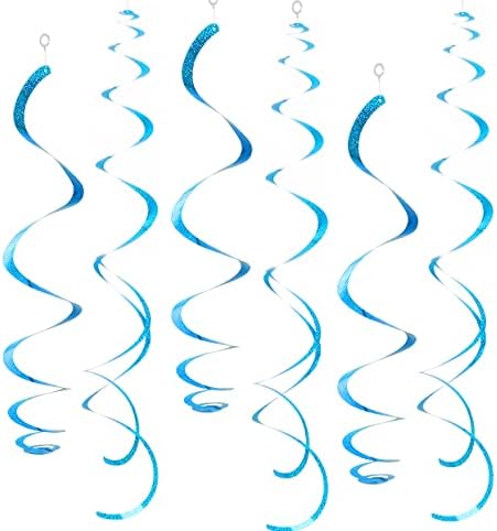 Amazon.com: 30 pcs Blue Hanging Swirl Decorations Swirls Party ...