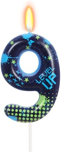 Amazon.com: STG Birthday Candles for Boys - Number 9 Candle for Video ...