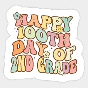 Amazon.com: Sticker Vinyl Groovy Happy 100Th Day of 2Nd Grade Teacher ...
