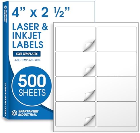 Amazon.com : 4" X 2 1/2" Printable Shipping Address Labels Compatible ...