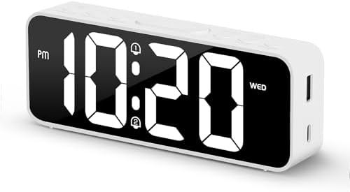 Amazon.com: Loud Alarm Clock for Bedrooms - Small Digital Desk Clock ...