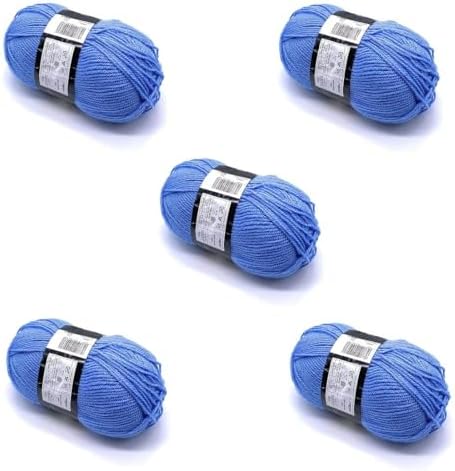 Lexicon Select Pack of 5 x 100g Balls Blue Double Knitting Wool - Saxe ...