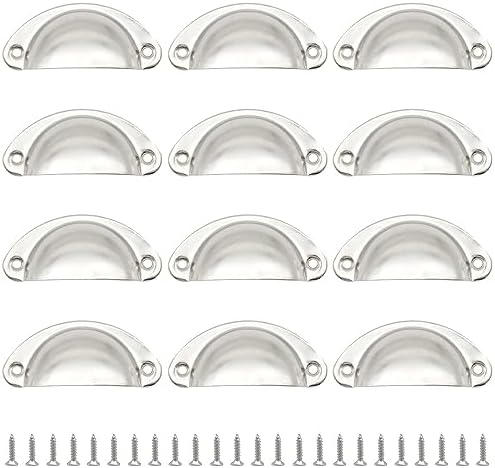 Hocansen 12 PCS Shell Cup Handles 81mm Metal Drawer Pull Handles Silver ...