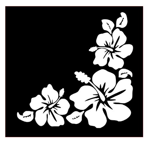 Amazon.com - Hibiscus Corner Flower Vinyl Sticker Decals (Pack of 2 ...