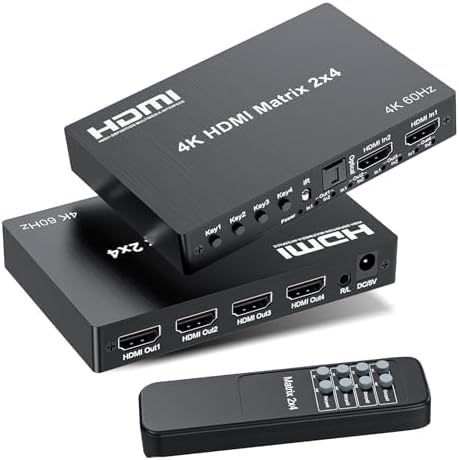 Amazon.com: 4K 2x4 HDMI Matrix Switch, 2 in 4 Out Matrix HDMI 2.0 Video Switcher Splitter ...