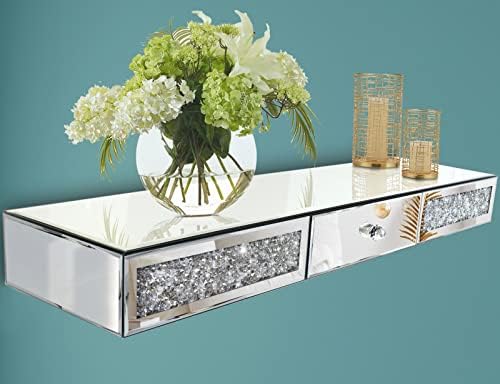 Amazon.com: TACIDON Floating Wall Shelf Mirrored .Glamorous Crushed ...