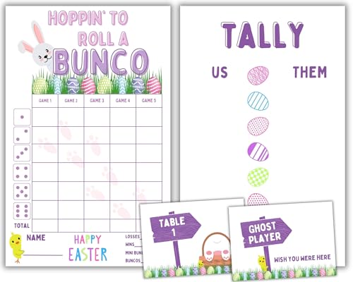 Amazon.com: Easter Bunco Theme Set - Bunco Score Sheets - Spring Themed ...