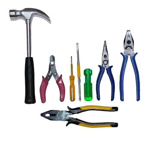 Hand tool kit 7"Hammer|Wire Cutter|Line Tester|2 in 1 Screwdriver ...