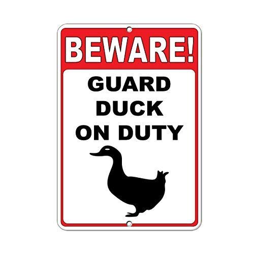 Amazon.com : Beware! Guard Duck On Duty Funny Reflective Sign Gift for ...