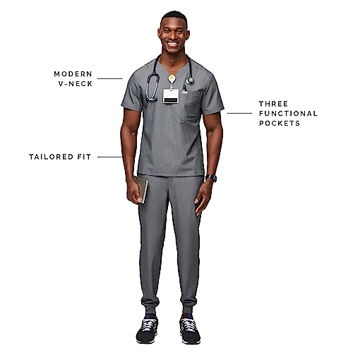 Snapklik.com : FIGS Leon Three-Pocket Scrub Top For Men - Graphite