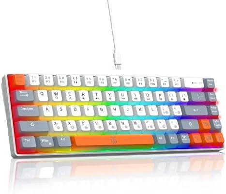 Snpurdiri 60% Percent Gaming Keyboard, Ergonomic Compact RGB Backlit ...