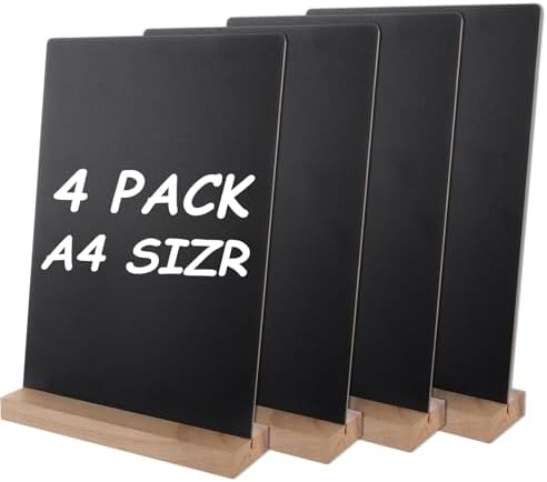 AHAQU 4PCS Table Top Chalkboard, 30x21cm/11.8x8.2 inches Double Sided ...