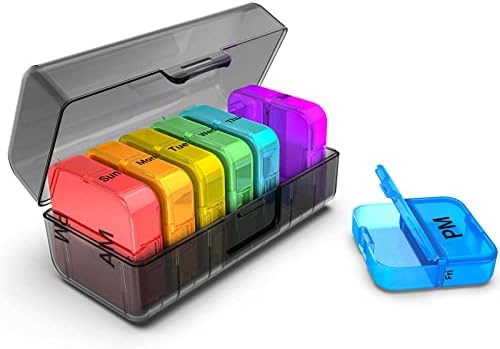 Amazon.com: Weekly Pill Organizer 2 Times a Day Morning Night Travel ...
