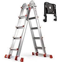 Soctone Ladder, A Frame 5 Step Extension Ladder, 19 Ft with Multi ...