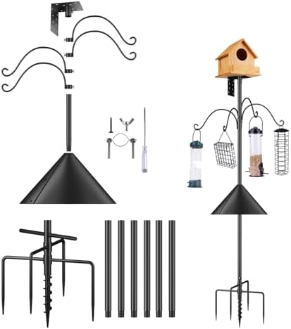 Amazon.com : 92 Inch Metal Bird Feeder Pole with Squirrel-Proof Baffle ...