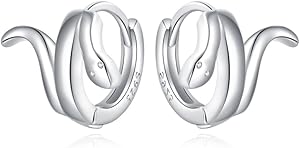 Amazon.com: Reffeer Solid 925 Sterling Silver Snake Huggie Earrings ...