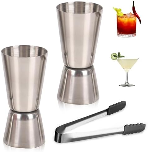 Cocktail Measuring Cup, 2 Pieces Jigger 2 cl / 4 cl with Ice Tongs ...