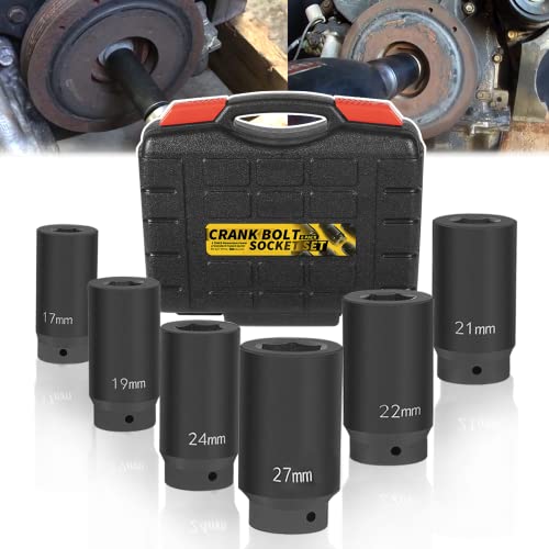 6 Pack Crank Bolt Socket Set, 17MM, 19MM, 21MM, 22MM, 24MM, 27MM ...