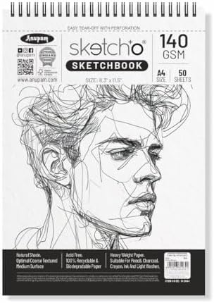 Anupam SketchO A4 Sketch Book - Top Spiral-Bound Sketchpad - Acid Free Professional Grade ...